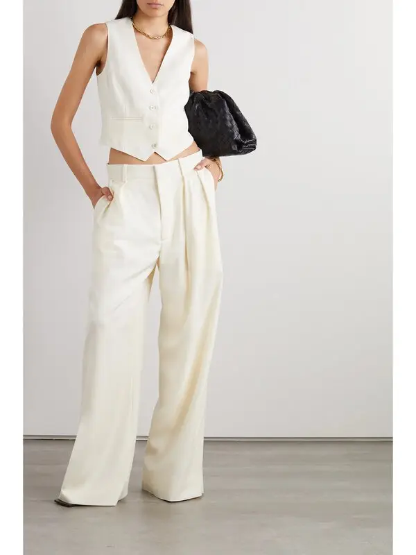 Wardrobe.NYC Pleated Grain De Poudre Wool Wide-leg Pants