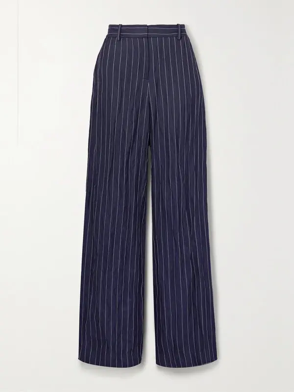 Lafayette 148 New York Sullivan Pinstriped Metallic Twill Straight-leg Trousers