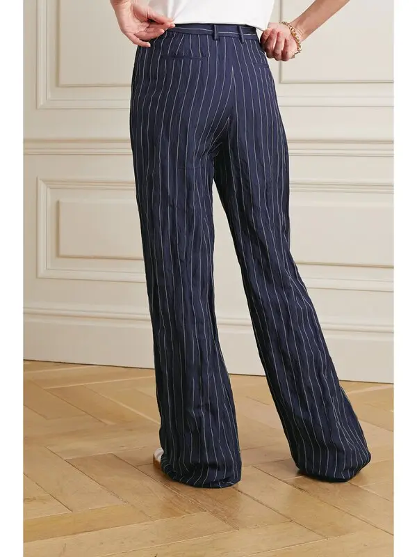 Lafayette 148 New York Sullivan Pinstriped Metallic Twill Straight-leg Trousers