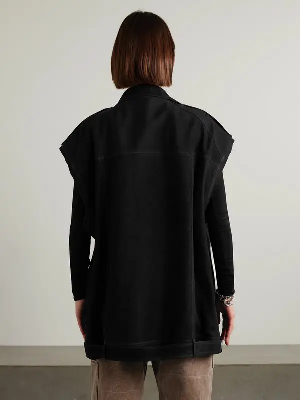 Rick Owens Belted Oversized Suede Biker Gilet