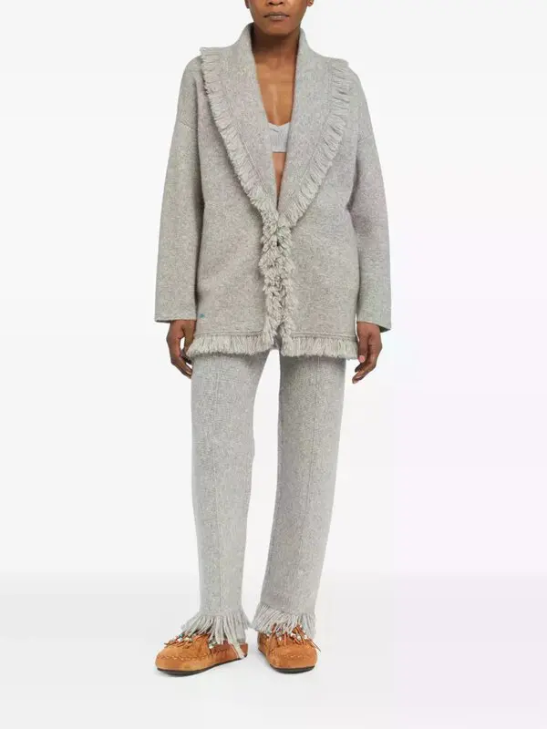 Alanui Shawl Collar Fringed Cardigan - Grey