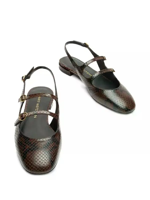 STUART WEITZMAN Snakeskin Effect Slingback Flats