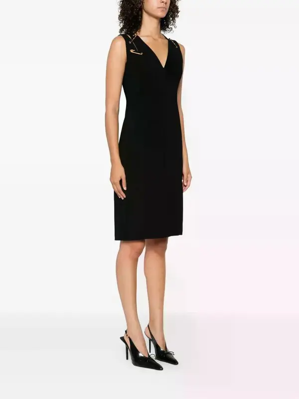 Versace Safety Pin Embellished V-neck Midi Dress