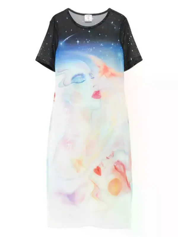 Casablanca Printed Midi Dress - White