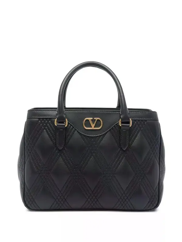 Valentino Garavani Vlogo Quilted Leather Handbag - Black
