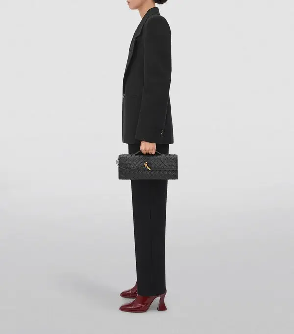 Bottega Veneta Intrecciato Leather Andiamo Clutch Bag - Black