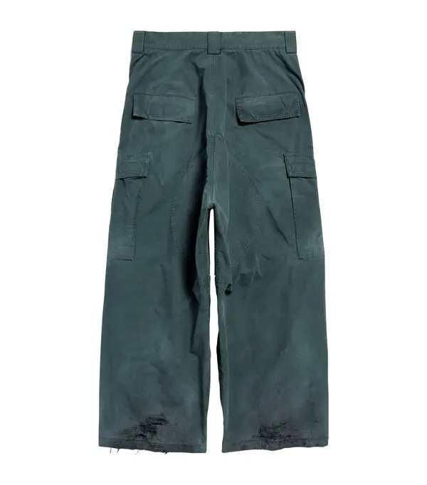 Balenciaga Cotton Oversized Cargo Trousers - Blue
