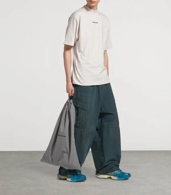 Balenciaga Cotton Oversized Cargo Trousers - Blue
