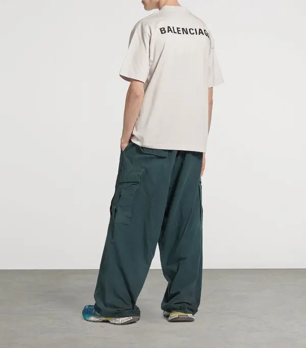 Balenciaga Cotton Oversized Cargo Trousers - Blue