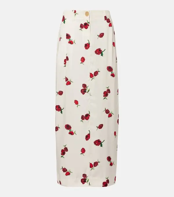 Khaite Lucian Printed Twill Maxi Skirt - White