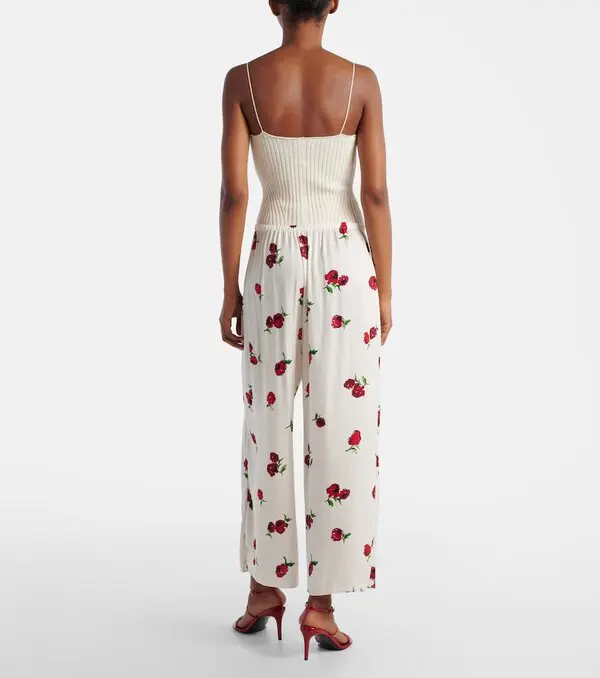 Khaite Mindy Printed Twill Wide-leg Pants - Multicoloured
