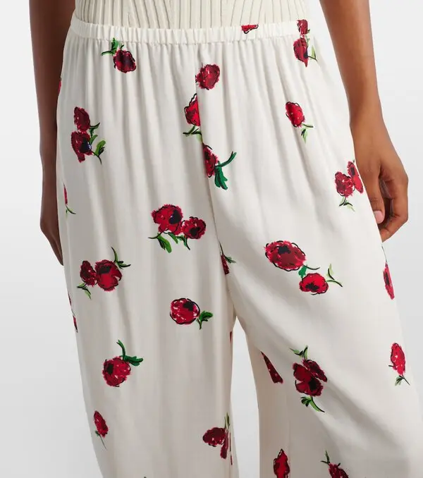 Khaite Mindy Printed Twill Wide-leg Pants - Multicoloured
