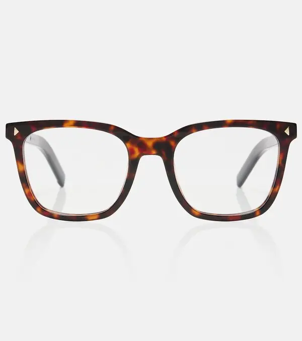 Prada Square Acetate Eyeglasses With Tortoiseshell Frame - Brown