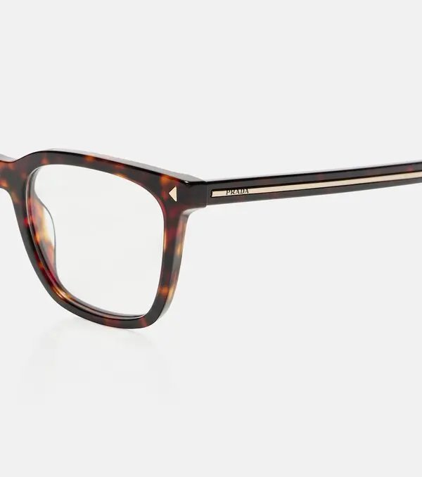 Prada Square Acetate Eyeglasses With Tortoiseshell Frame