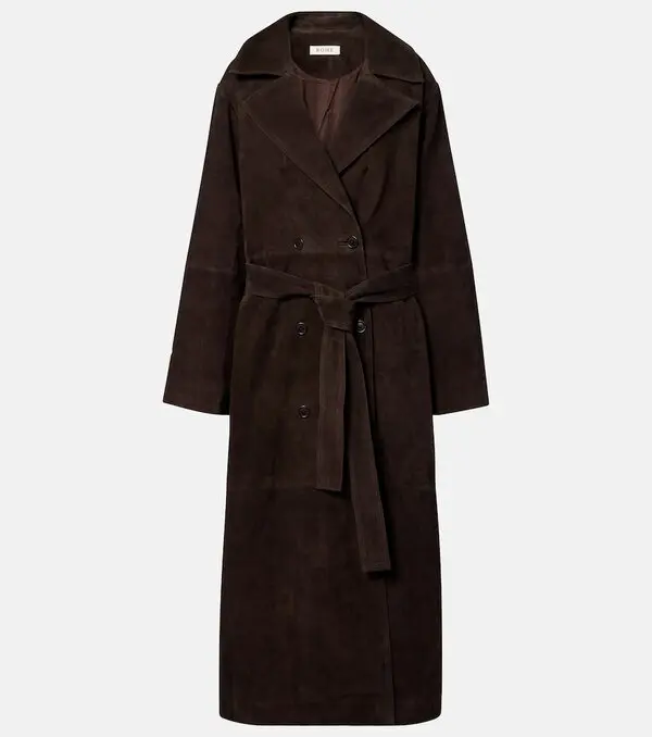 RÓHE Suede Wrap Coat - Brown