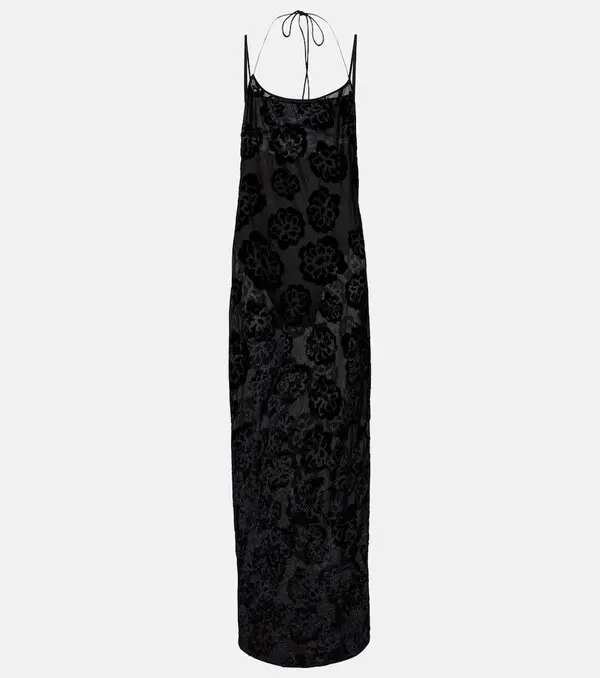SIR. Vittoria Embroidered Sheer Maxi Dress - Black