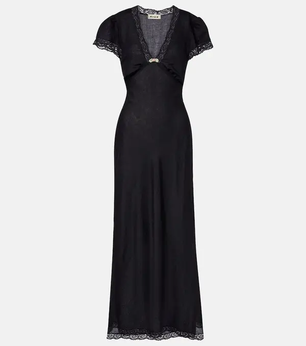 Rixo Clarice Lace-trimmed Midi Dress - Black