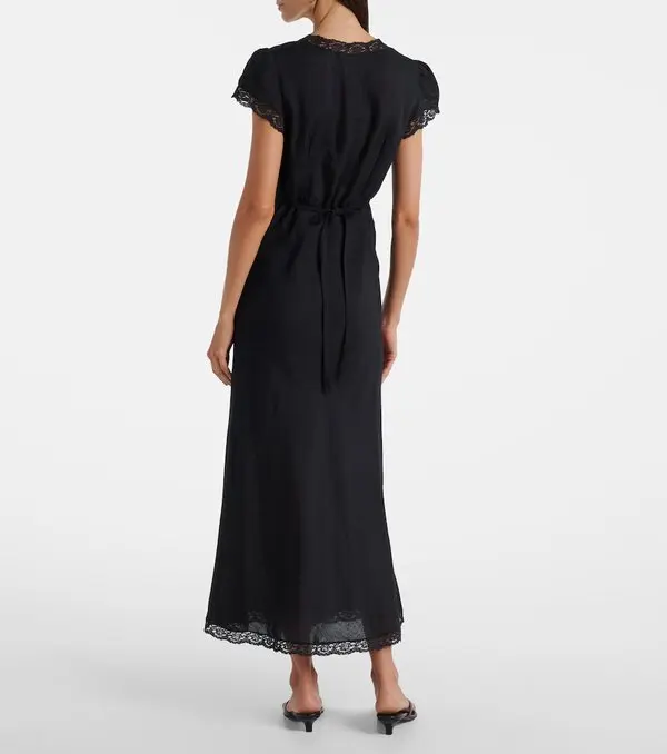Rixo Clarice Lace-trimmed Midi Dress - Black