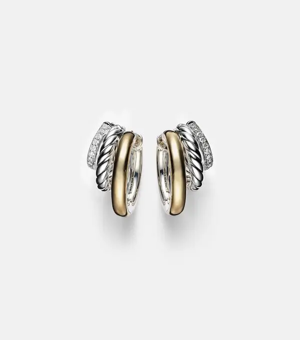 David Yurman Dy Mercer® Hoop Earrings With Diamonds - Silver