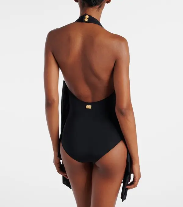 Balmain Draped Halterneck Swimsuit