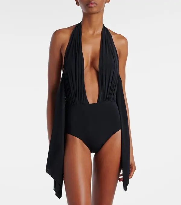 Balmain Draped Halterneck Swimsuit