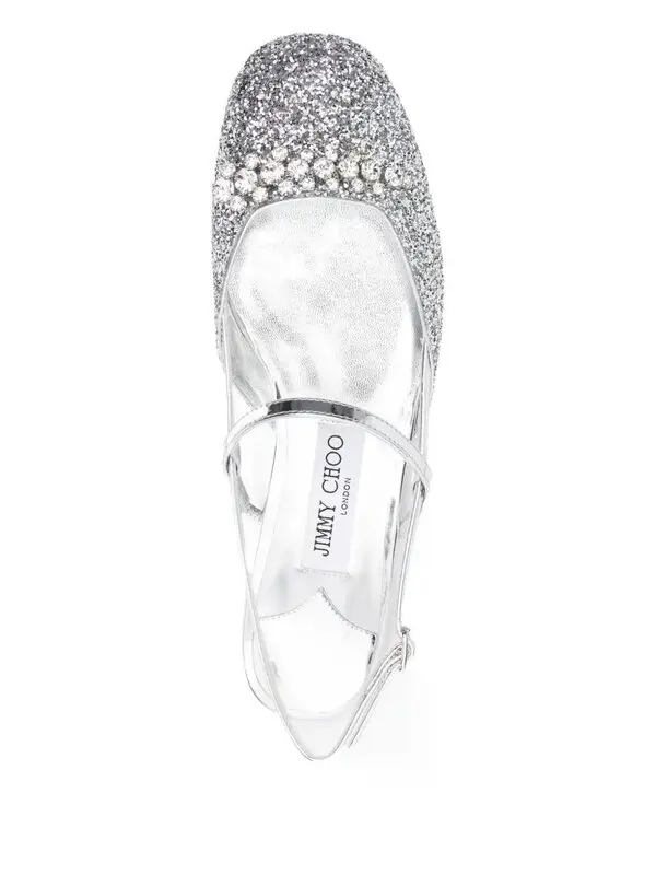 JIMMY CHOO Belinda Glitter-embellished Slingback Sandals