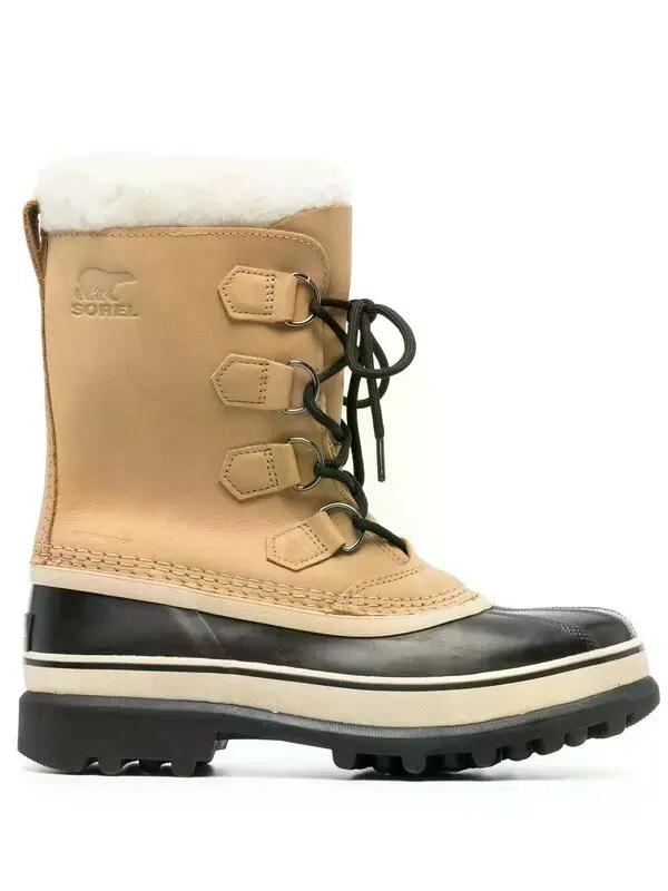 Sorel Waterproof Lace-up Boots With Faux-shearling Trim - Neutrals