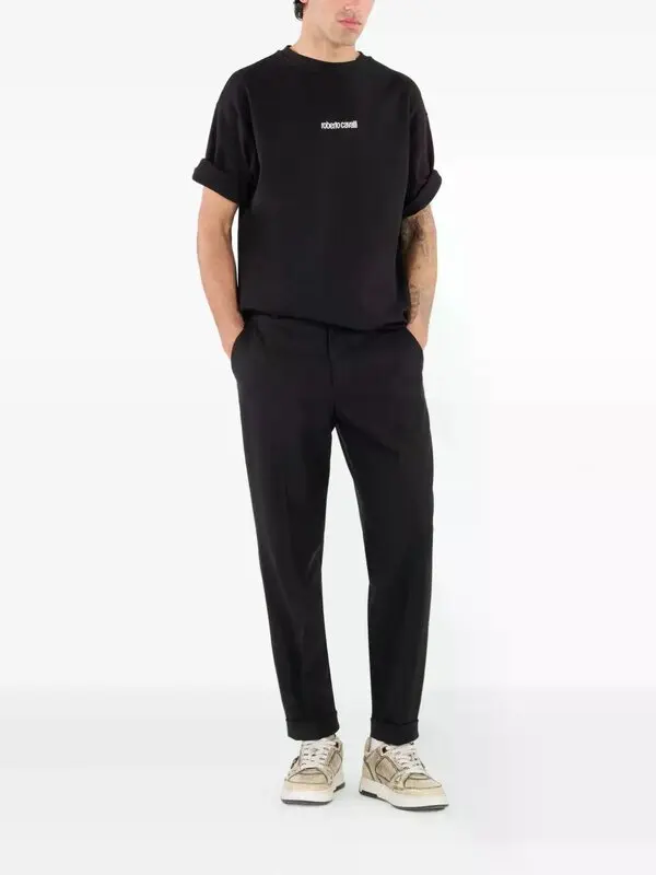 Roberto Cavalli Logo-embroidered T-shirt - Black