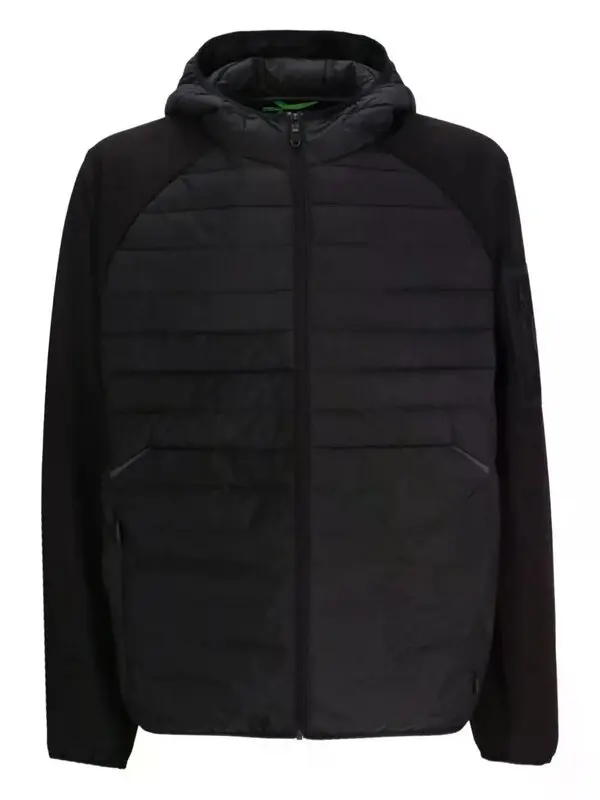 BOSS Padded Hooded Jacket With Zip Fastening - Black
