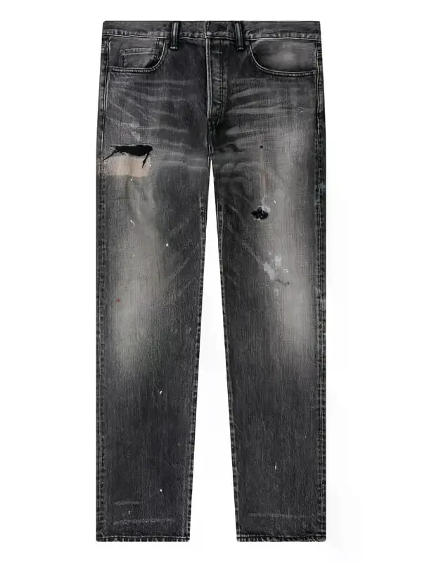 John Elliott Distressed Paint Splatter Jeans - Black