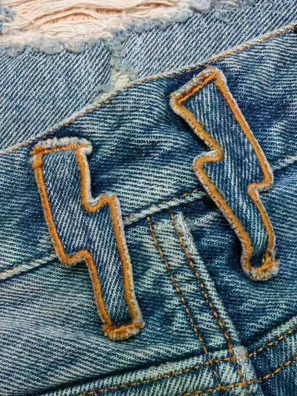 MEMBERS OF THE RAGE Distressed Lightning-bolt Jeans