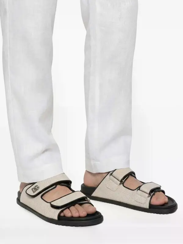 Dolce & Gabbana Double Strap Canvas Slides