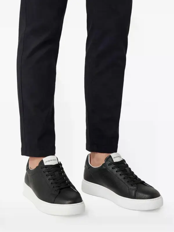 Emporio Armani Textured Leather Lace-up Sneakers