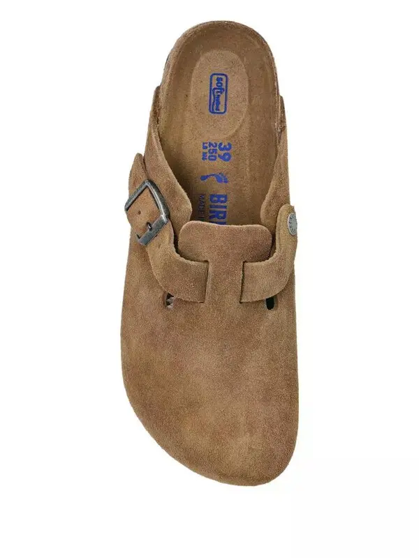 BIRKENSTOCK Suede Boston Clog With Buckle - Brown
