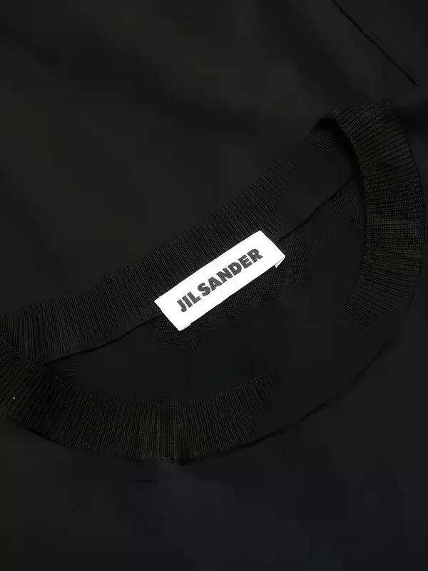 JIL SANDER Round Neck Paneled Sweater - Black