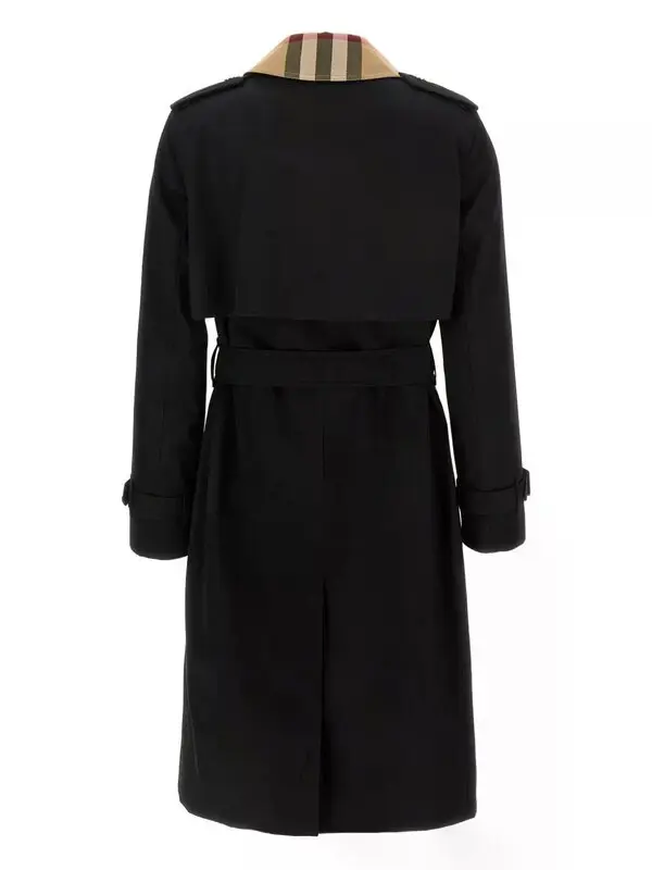 Burberry Check Detail Belted Trench Coat