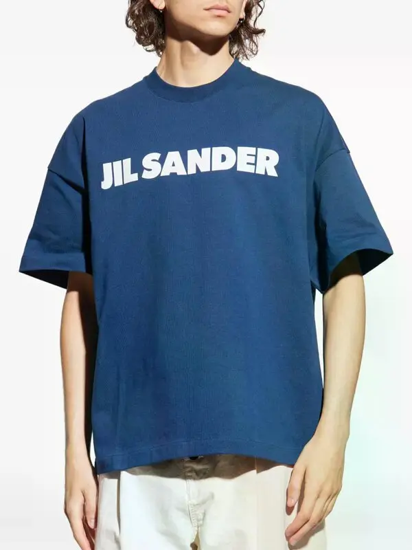 JIL SANDER Logo Print Cotton T-shirt - Blue