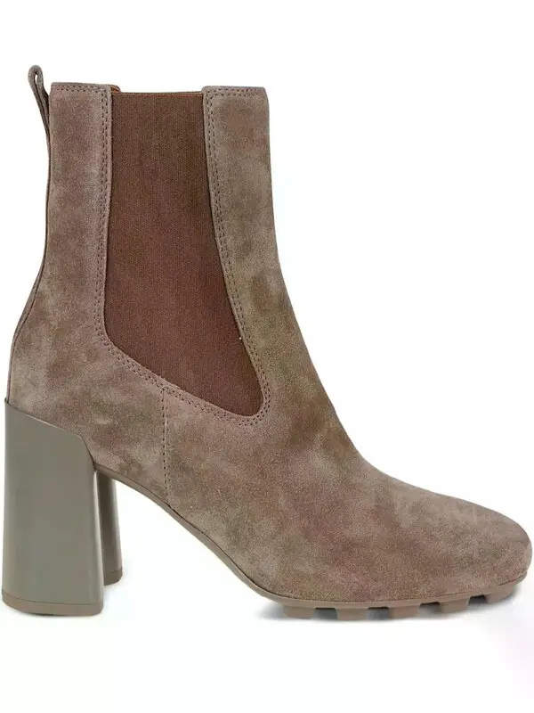 Hogan Block Heel Suede Chelsea Boots