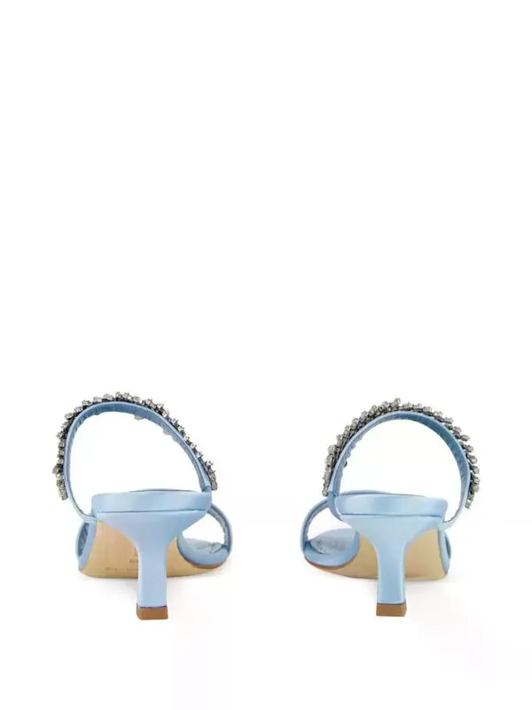 Manolo Blahnik 50mm Crystal-embellished Satin Sandals - Blue