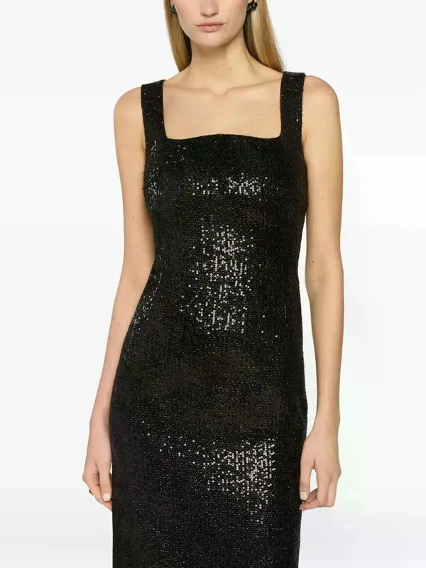 GENNY Square Neck Sequin Midi Dress