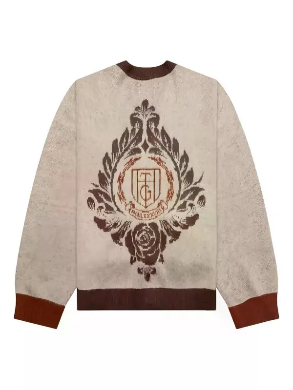 HONOR THE GIFT Intarsia-knit Crest Motif Cardigan