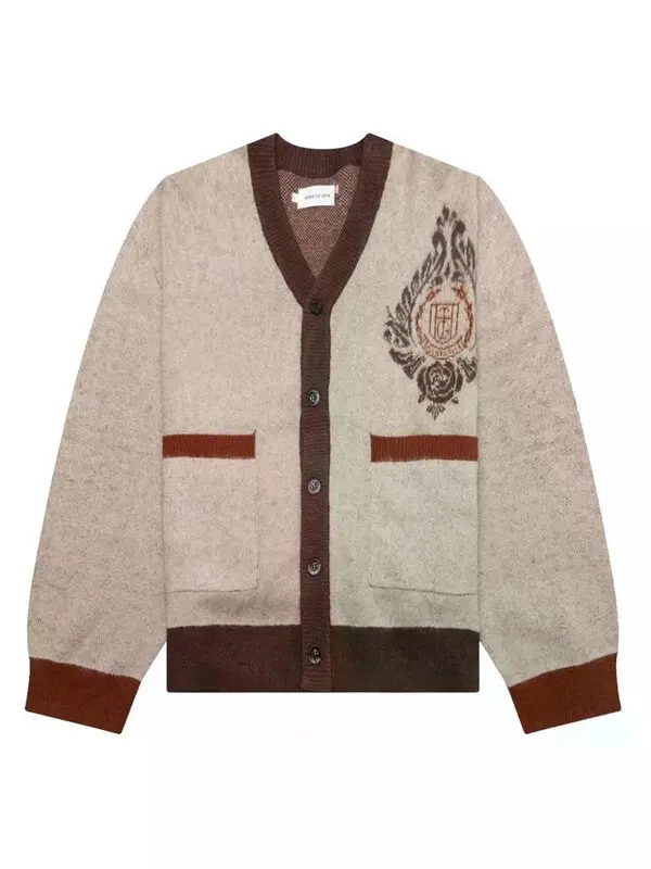 HONOR THE GIFT Intarsia-knit Crest Motif Cardigan