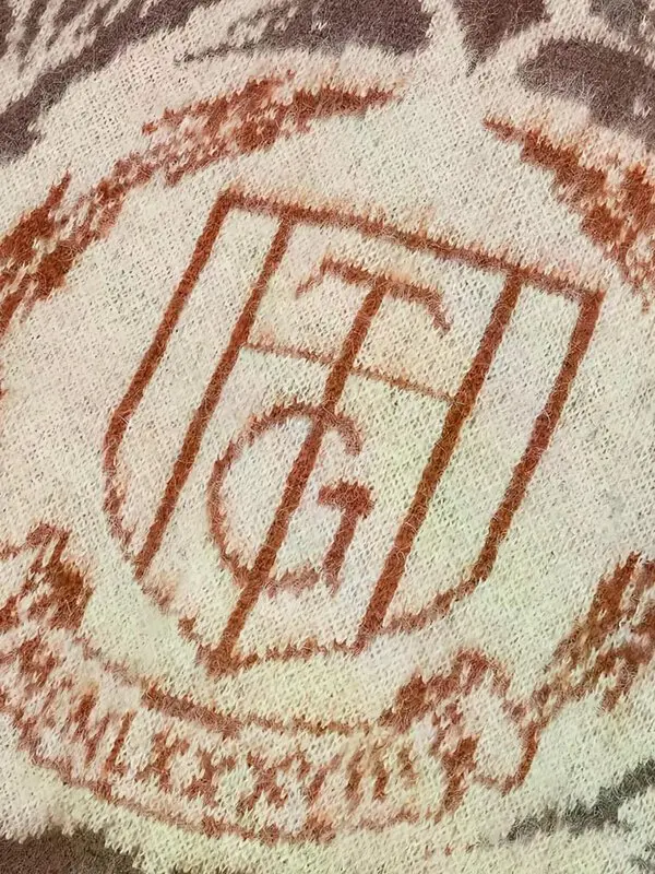 HONOR THE GIFT Intarsia-knit Crest Motif Cardigan