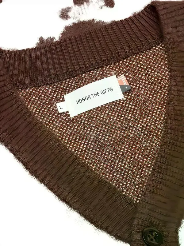 HONOR THE GIFT Intarsia-knit Crest Motif Cardigan