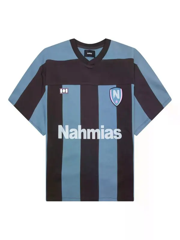 NAHMIAS Striped Soccer T-shirt - Blue