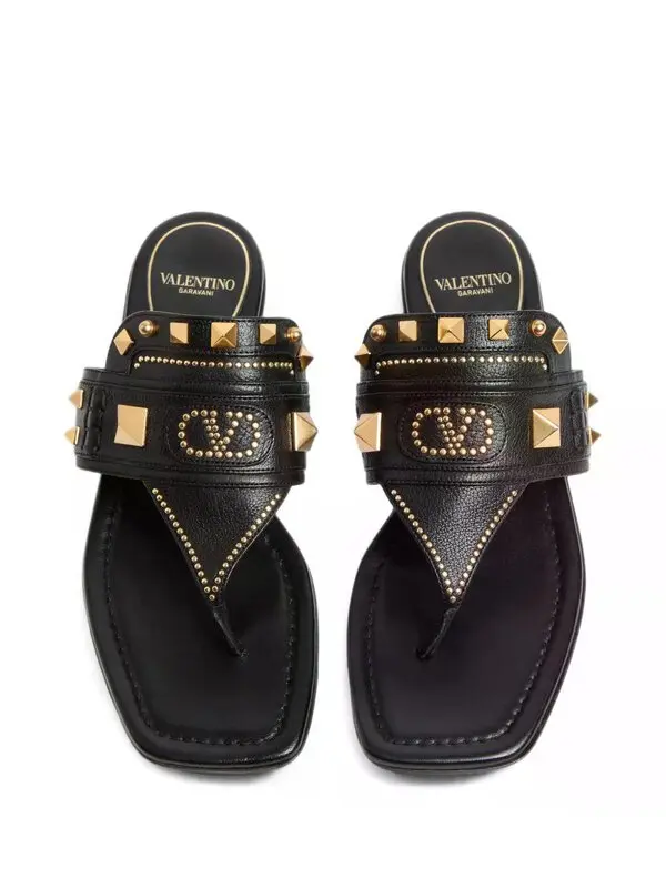 Valentino Garavani Leather Vlogo Signature Rockstud Thong Sandals