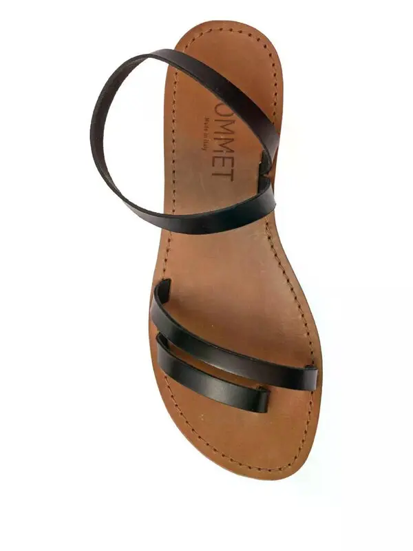 SOMMET Leather Ankle Strap Flat Sandals