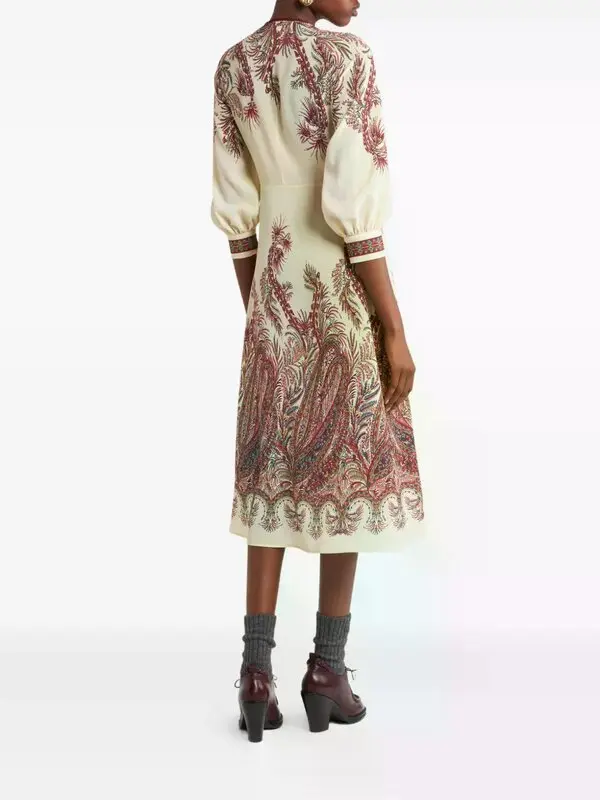 Etro Paisley Print Button Detailed Midi Dress