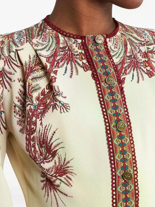 Etro Paisley Print Button Detailed Midi Dress