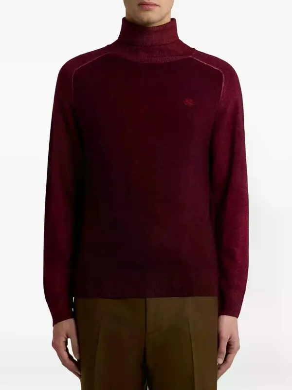 Etro Pegaso Logo Turtleneck Sweater - Red
